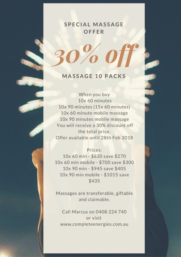 Special Massage offer - Complete Energies